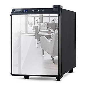 BLACK+DECKER 6 Bottle Wine Fridge, Wine Cooler with Mirrored Front, Mini Wine Fridge Thermoelectric, BD60316