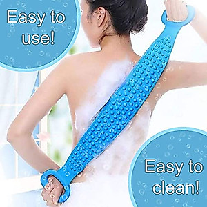 Silicone Back Scrubber for Shower/Silicone Body scrubber and Foot scrub/Exfoliating brush - Extra-large and Dual-sided texture fulfilling all your cleaning needs.