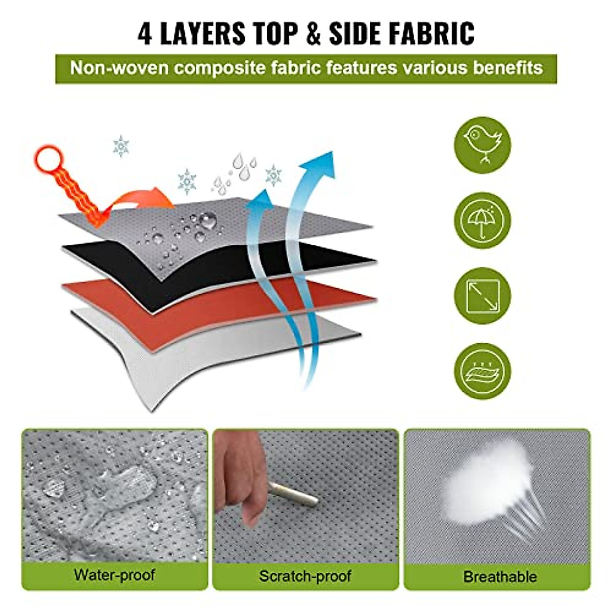 VEVOR RV Cover, 16'-18' Travel Trailer RV Cover, Windproof RV & Trailer Cover, Extra-Thick 4 Layers Durable Camper Cover, Waterproof Ripstop Anti-UV for RV Motorhome with Adhesive Patch & Storage Bag