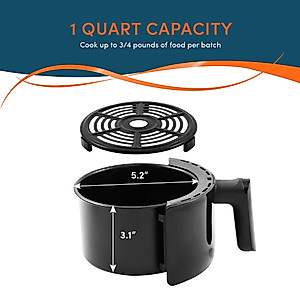 Elite Gourmet EAF-1121X Personal 1.1 Qt. Compact Space Saving Electric Hot Air Fryer Oil-Less Healthy Cooker, Timer & Temperature Controls, 1000W Black