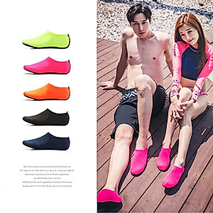 Water Sports Shoes Barefoot Quick-Dry Aqua Yoga Socks Slip-on Beach Swim Surf Shoes for Men Women Kids Orange L (Suitable Foot Size: 37-38yards)