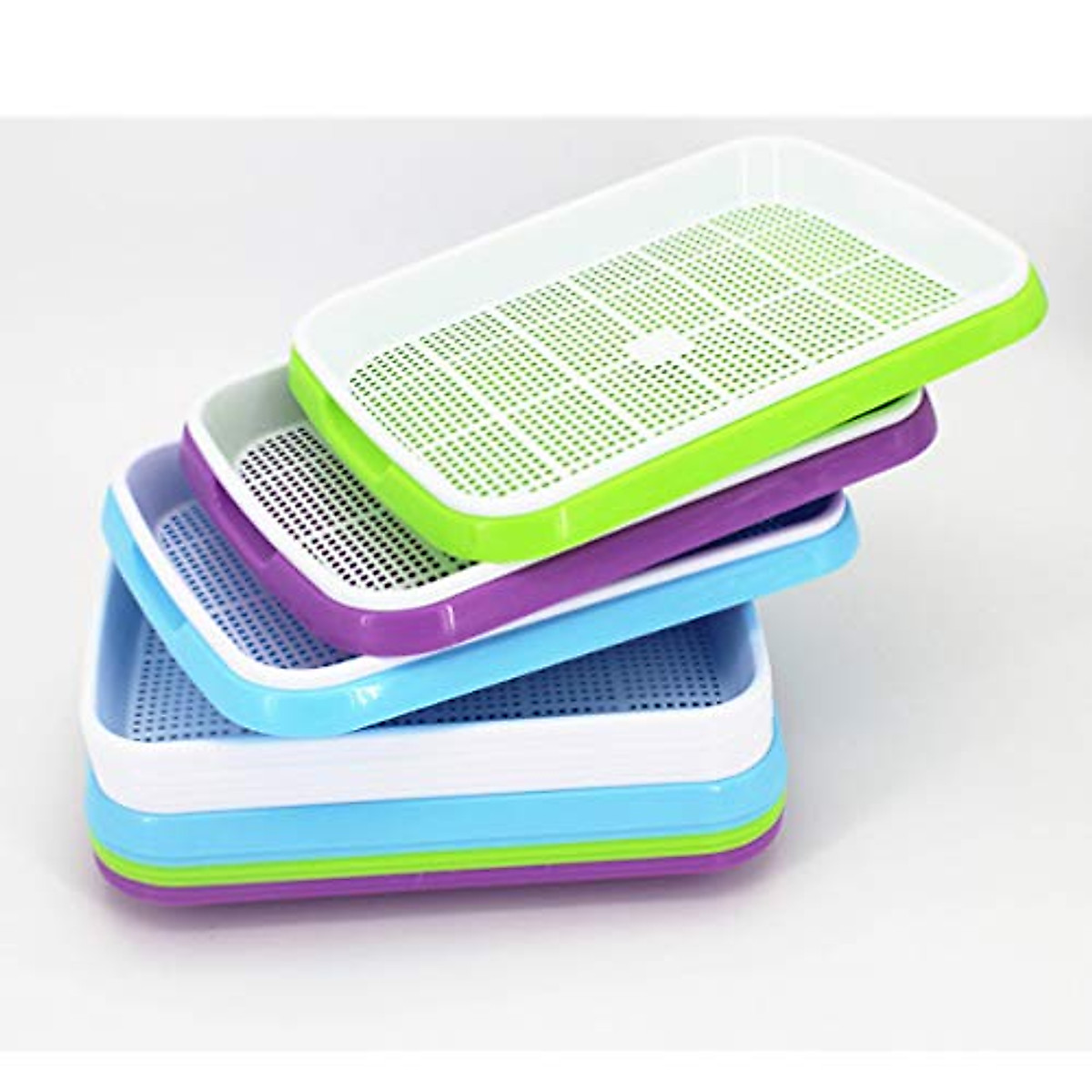 Happyyami Seed Growing Tray Multifunctional Broccoli Wheatgrass Alfalfa Seed Sprouting Soilless Culture Tray Double Layer Germination Planter with Paper for Home Sky Blue