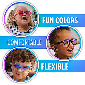 DefenderShield Kids Blue Light Blocking Glasses for Computer, Mobile, Video Games, Gaming (Pink, Orange)