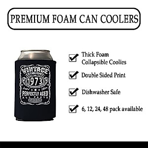 Veracco Vintage Established 1973 Perfectly Aged Can Coolie Holder 50th Birthday Gift Fifty and Fabulous Party Favors Decorations (12, Black)