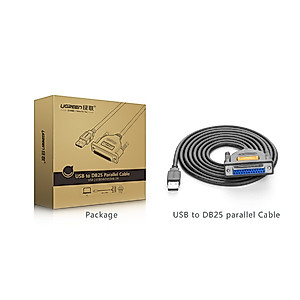 UGREEN 6ft USB to DB25 Parallel (25 Pin) Printer Cable Adapter 6FT Male to Female Connector DB25 IEEE 1284 Converter for Old Printer Support Windows 7/8/10/11/Mac/Linux