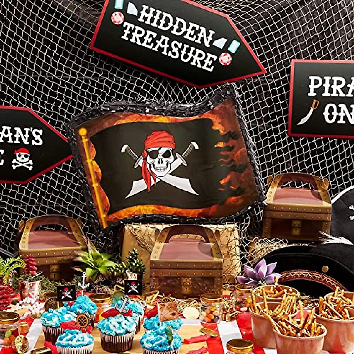 BLUE PANDA 24 Pack Treasure Chest Gable Party Treat Favor Boxes for Kids Pirate Birthday Decorations (6.25 x 3.6 x 3.5 In)