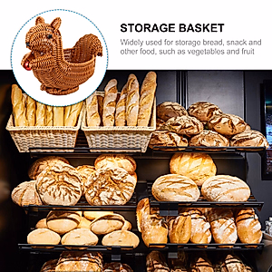 Cabilock Rattan Fruit Baskets Squirrel Shape Woven Bread Baskets Wicker Food Tray Fruit Serving Display Bowl Weaving Storage Organizer for Snacks
