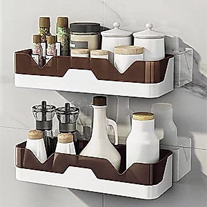 MRPAPA Bathroom Organizer Shower Caddy 2 Pack Wall Mounted Bath Shelves Kitchen Organization and Storage Bathroom Wall Mount Adhesive Shower Caddy Corner Shampoo Holder No Drilling Spice Rack