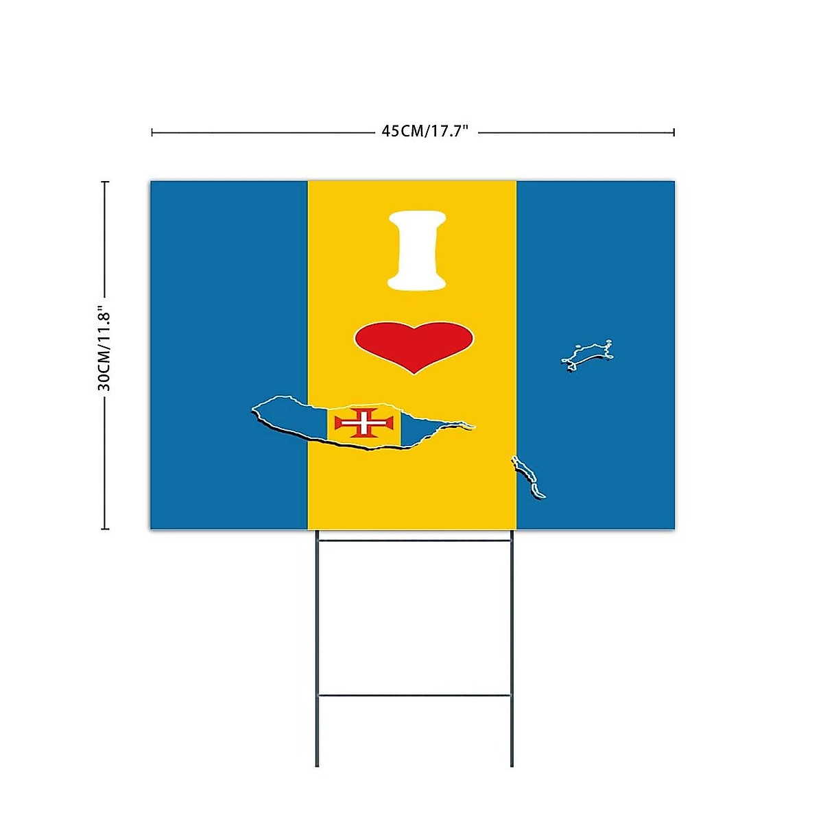 Autravelco I Love My Country Madeira Yard Signs with Stakes Party Supplies Décor for Rent 12x18 Inch Personalized Yard Lawn Sign Country Flag Patriotic Metal Lawn Sign for Real Estate House