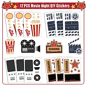 Movie Night Party Favors 72 PCS Movie Theater Slap Bracelets Temporary Tattoos DIY Stickers Keychains Plastic Straws Gift Bags for Kids Movie Night Carzy Birthday Party Gift Baby Shower Goodie Bag Fillers Movie Party Supplies