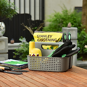 Haundry Portable Shower Caddy Basket, 2 Compartments Plastic Cleaning Caddy Organizer, Large Storage Tote with Handle for Bathroom, College, Dorm Room Essentials (Grey)