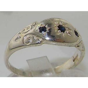 LetsBuyGold 925 Sterling Silver Natural Sapphire Womens Band Ring - Sizes 4 to 12 Available