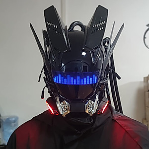 KYEDAY Punk Mask Cosplay for Men,Bluetooth APP Techwear mask, Halloween Cosplay Costume Accessory with LED Lamp, Futuristic Mask