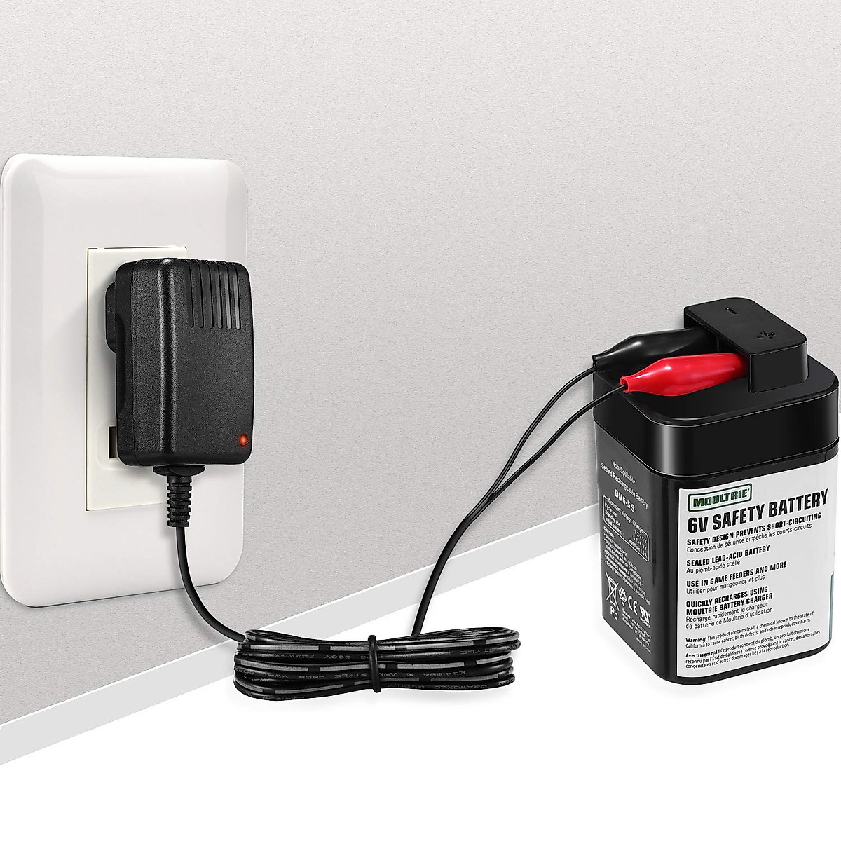 RUSFOL [UL Listed] 6-Volt Battery Charger for Moultrie Battery (Input 100-240V, Output 6V 0.6A)