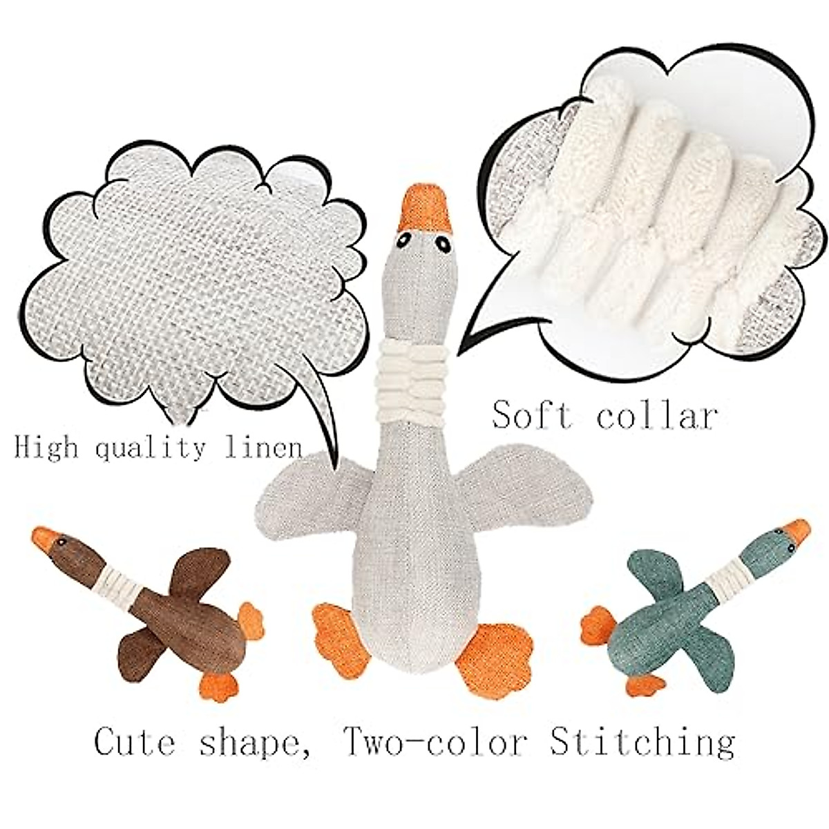 Wxfzasy Robust Duck-Designed for Heavy Chewers, Unbreakable Dog Toys, Invincible Robust Duck Chew Toy, Duck Dog Toys for Aggressive Chewer with Squeaky Plush Toy Puppy Chew Teething (3Pcs)