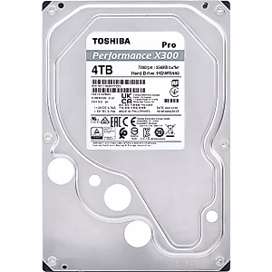Toshiba X300 PRO 4TB High Workload Performance for Creative Professionals 3.5-Inch Internal Hard Drive – Up to 300 TB/Year Workload Rate CMR SATA 6 GB/s 7200 RPM 256 MB Cache - HDWR440XZSTB