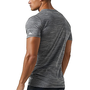 Zengjo Mens Athletic Shirts Short Sleeve Quick Dry Moisture Wicking(Charcoal,M)