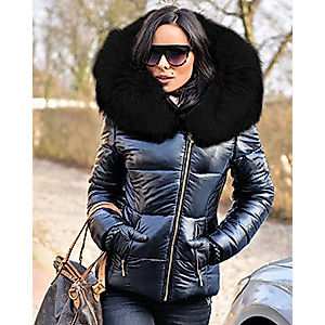 tiptupu Women's Hooded Warm Winter Down Coats Quilted Thicken Puffer Jackets with Zipper (as1, alpha, s, regular, regular, Black Black)