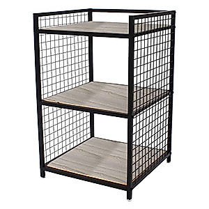 LOYALHEARTDY 3-Shelf Shelving Storage Unit Industrial 3-Tier Storage Rack Metal and Wood Style Bookshelf Multi-Purpose Indoor Garage Storage Organizer Shelves, 21.3" x 21.3"x 34.6" (3-Tier)