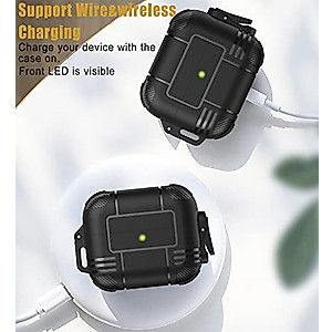 Gawnock Upgraded Secure Lock Airpods Pro Case Cover, One Piece Military Armor Cool Rugged AirPod Pro Cases with Keychain for Men Hard Shell Shockproof for Apple AirPod Pro 2019 (Black)