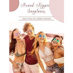 8 Pairs DIY Adult Round Sunglasses Hippie Circle Sunglasses with 200 Letter Beads 50 Daisy Beads and Glue for Women Men (Cute Color)