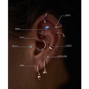 14k Solid Gold 0.09ct Marquise/ 0.04ct Round Diamond Cluster Clicker Huggie Hoop, Helix Daith Tragus Cartilage Septum Ring, Gift For Women. (Rose Gold, 14K Gold)