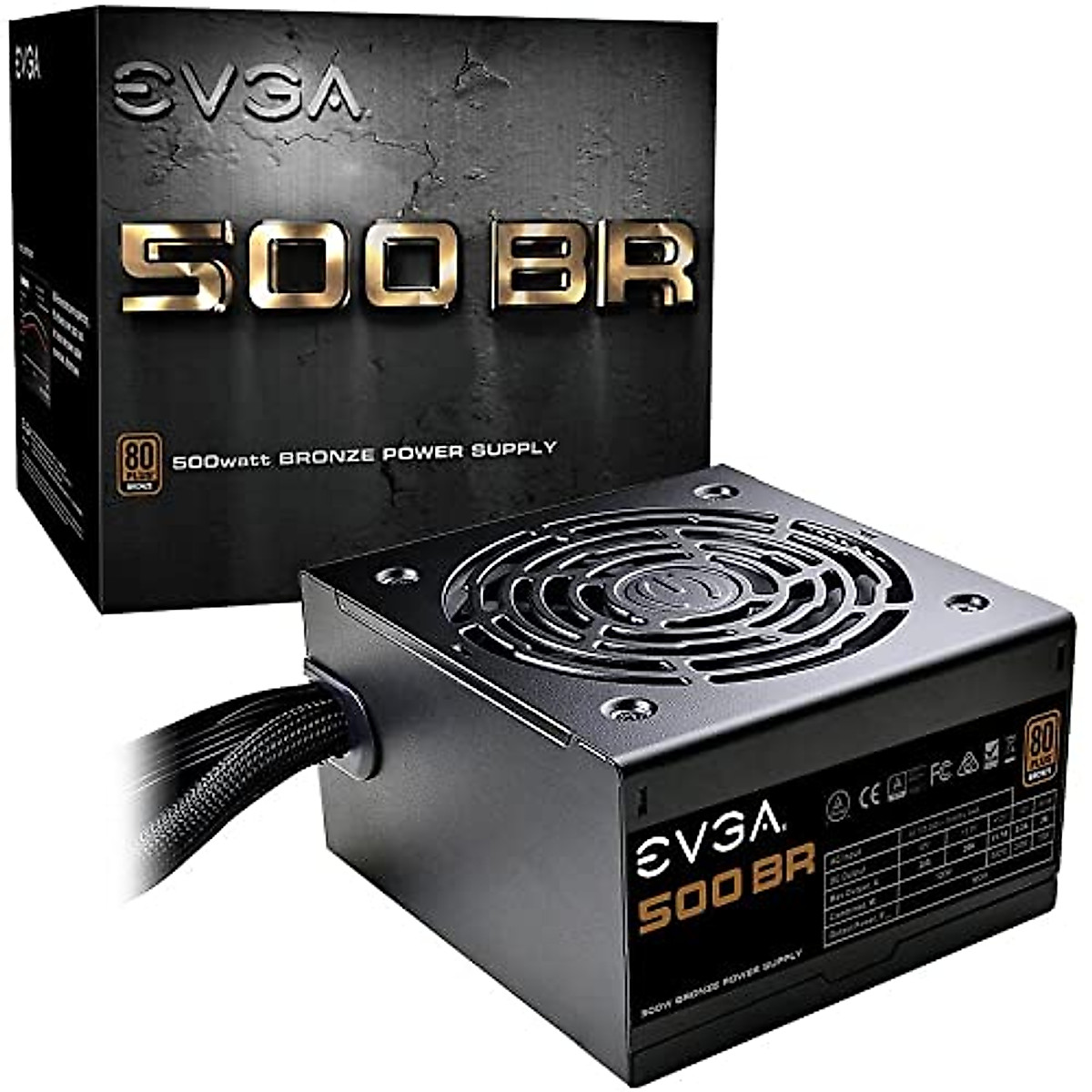 EVGA 100-BR-0500-K1 500 BR, 80+ Bronze 500W, 3 Year Warranty, Power Supply