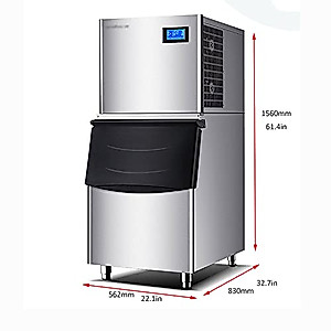 Ice maker countertop Commercial Ice Maker 440lb Every 24 Hours 331lb Storage Capacity Stainless Steel Great for Hotels, Restaurants, Bars, Includes Connection Hoses and Ice Scoop Household/Kitchen/Off