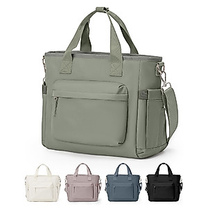 UPPACK Insulated Lunch Bag Women Large Lunch Tote Bag with Shoulder Strap Adult Lunch Box Fit and Fresh Lunch Bags for Women Men Lunch Boxes for Work Grey Green Lunch Bag with Water Bottle Holder