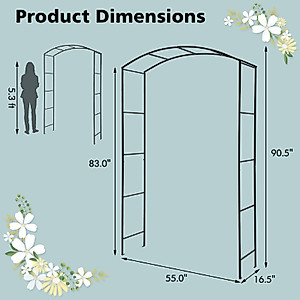 Giantex Garden Arch Trellis, 7.5FT High x 4.6FT Wide, Metal Garden Arbor Rose Arch for Climbing Plants, Wedding Archway with Stakes, Outdoor Trellises Pergola for Lawn Bridal Party Decoration