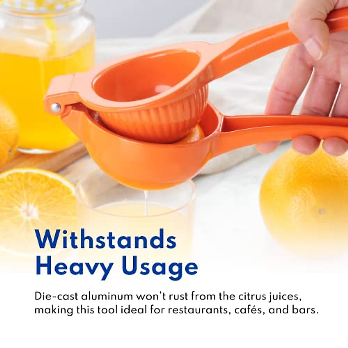 New Star Foodservice 42863 Enameled Aluminum Orange Squeezer, Orange
