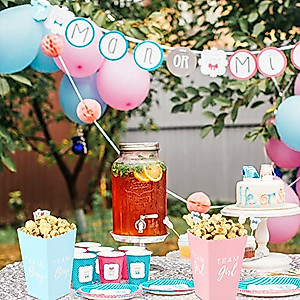50 Pack Gender Reveal Paper Popcorn Boxes Blue Pink Decorative Dinnerware Mini Popcorn and Candy Favor Treat Boxes Team Boy Girl Paper Popcorn Boxes for Baby Shower Gender Reveal Party Supplies