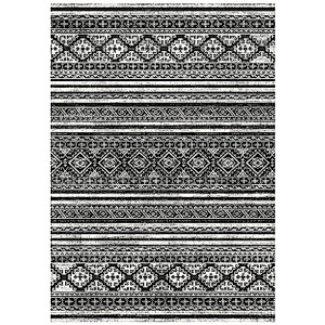 RUGSURE Washable Area Rugs 3' x 5 ' - 1/6 Thick - Moroccan-Inspired -Stain & Water Resistant Non-Slip - Resistant Rug for Living Room, Bedroom, Nursery, Pet & Child Friendly (Black)