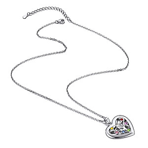 U7 Mother Necklace with 7 Birthstones and Names Engraved Sterling Silver Heart Pendant Necklace Family Friendship Gift Necklaces