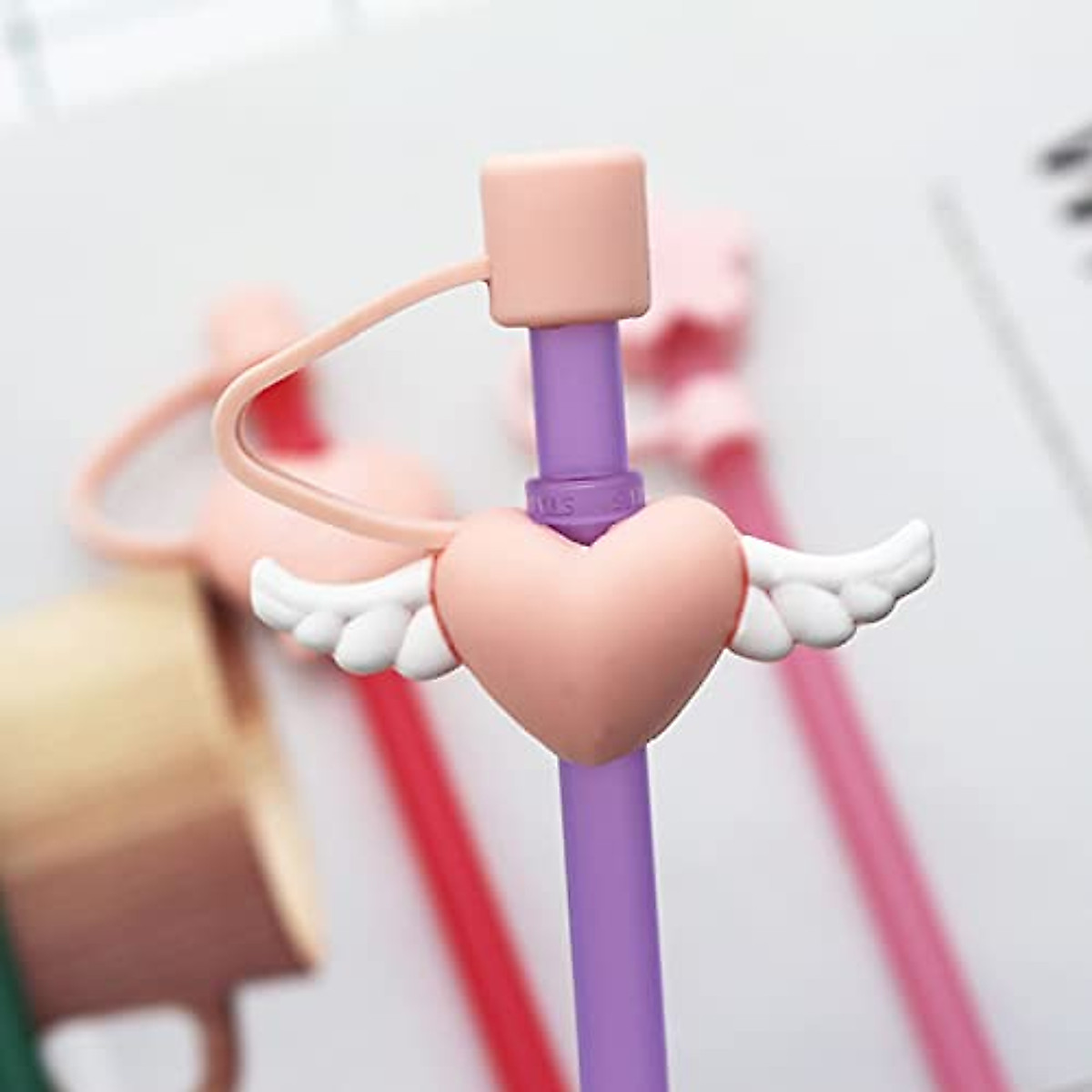 YEJAHY 6Pcs Silicone Straw Cover, Dust-Proof Straw Plugs, Reusable Drinking Dust Caps, Cute Straw Covers Protector, Drinking Straw Tips Lids (Flower)