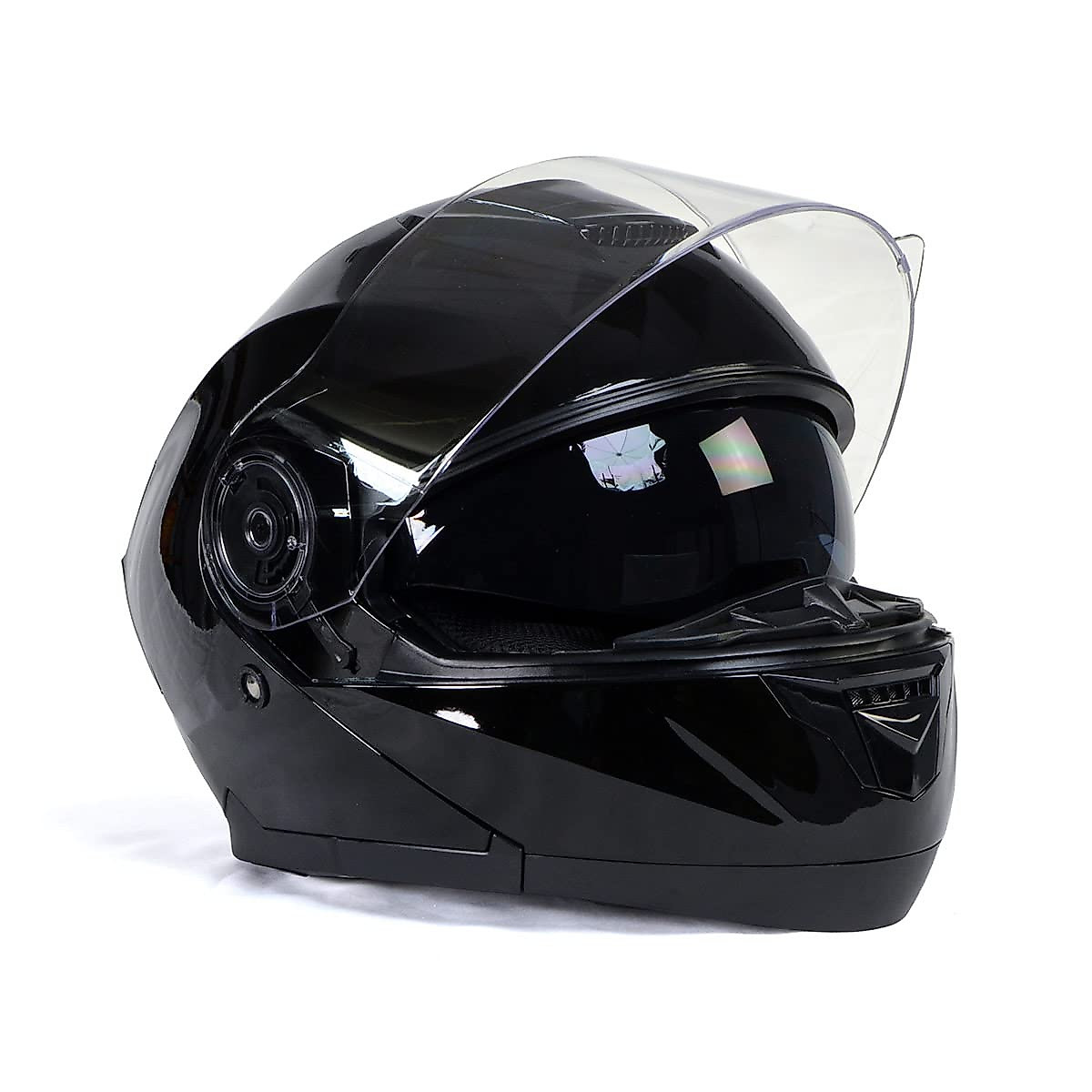 Milwaukee Helmets MPH9815DOT Breeze Gloss Black Advanced Motorcycle Modular Helmet Biker w/Drop Down Visor - Small