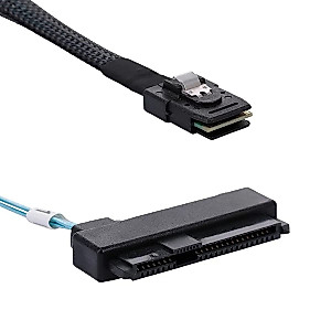 Cablecc Internal 36 Pin Mini SAS SFF-8087 Host to 4 SFF-8482 Target SAS Hard Disk and SATA Power Cable 100cm