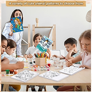 Thenshop 48 Pcs Animal Pre Drawn Canvas 5 x 7 Inch Painting Art Set Pre Stenciled Art Show Display Panels Outline Painting Canvas Bulk for Home School Kids Adults Beginners Student Party Gifts