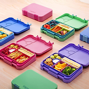 Caperci Versatile Bento Lunch Box for Kids - Leakproof 6-Compartment Children's Lunch Container with Removable Compartment - Ideal Portions Size for Ages 3 to 7, BPA-Free Materials (Blue)