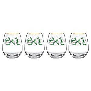 Lenox 888202 Holiday 4-Piece Stemless Wine Glasses