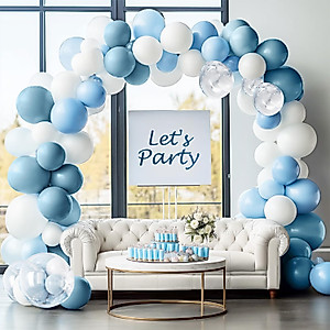 Teal Balloons Garland Arch kit,120Pcs 18 12 10 5 In Teal Turquoise Tiffany Blue and White Metallic Silver Confetti Latex Balloons for Graduation Baby Shower Weddings Birthday Party Decorations