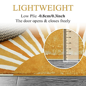 Lahome Boho Round Area Rug - 5Ft Machine Washable Soft Round Bedroom Rugs Non-Slip Throw Round Rugs for Living Room, Cute Rainbow Sun Print Circle Rugs for Office Dining Room Nursery Kids Classroom