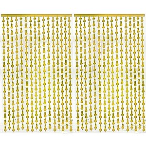 Bachelorette Party Decorations 2 Pack Gold Fringe Curtains Bridal Shower Decorations Wedding Decor Party Rose Gold Backgrounds (2 Pack 3.2 x 6.6 ft) (Gold)