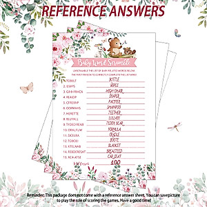145 Pieces Woodland Baby Shower Game Floral Forest Animals 5 Games Set Funny Baby Shower Games Activities with 20 Pencils for Girls Boys Include Baby Descriptions and Wishes, Guess Who, Bingo Game