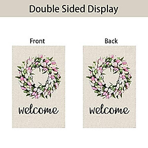 Outdoor Garden Flag, Welcome Garden Flag 12 x 18 Inch, Garden Flag Banner Flag, Garland-The maximum width of the flag used for outdoor garden lawns is 12.5 inches