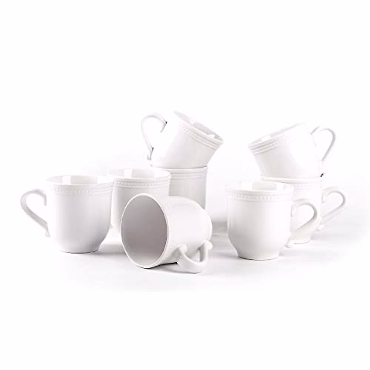 HomeVss, Pearl Dots Stoneware Dinnerware Set (56pc Set, White)