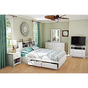 South Shore Vito Mates Bed with 2 Drawers, Queen 60-inch, Pure White