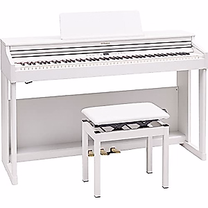Roland RP701 88-Key SuperNATURAL Classic Digital Piano, with Bench & Stand, White Bundle with Studio Monitor Headphones