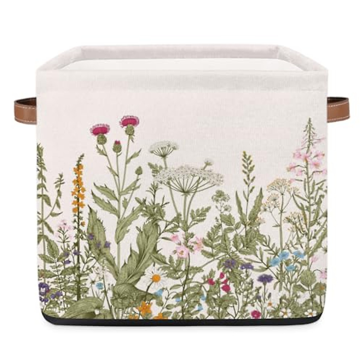 13x13x13 Storage Cube Bins Spring Flowers Floral Storage Cubes 13 inch Collapsible Storage Bins Cubby Storage Baskets for Organizing Shelf Cabinet Bookcase Boxes