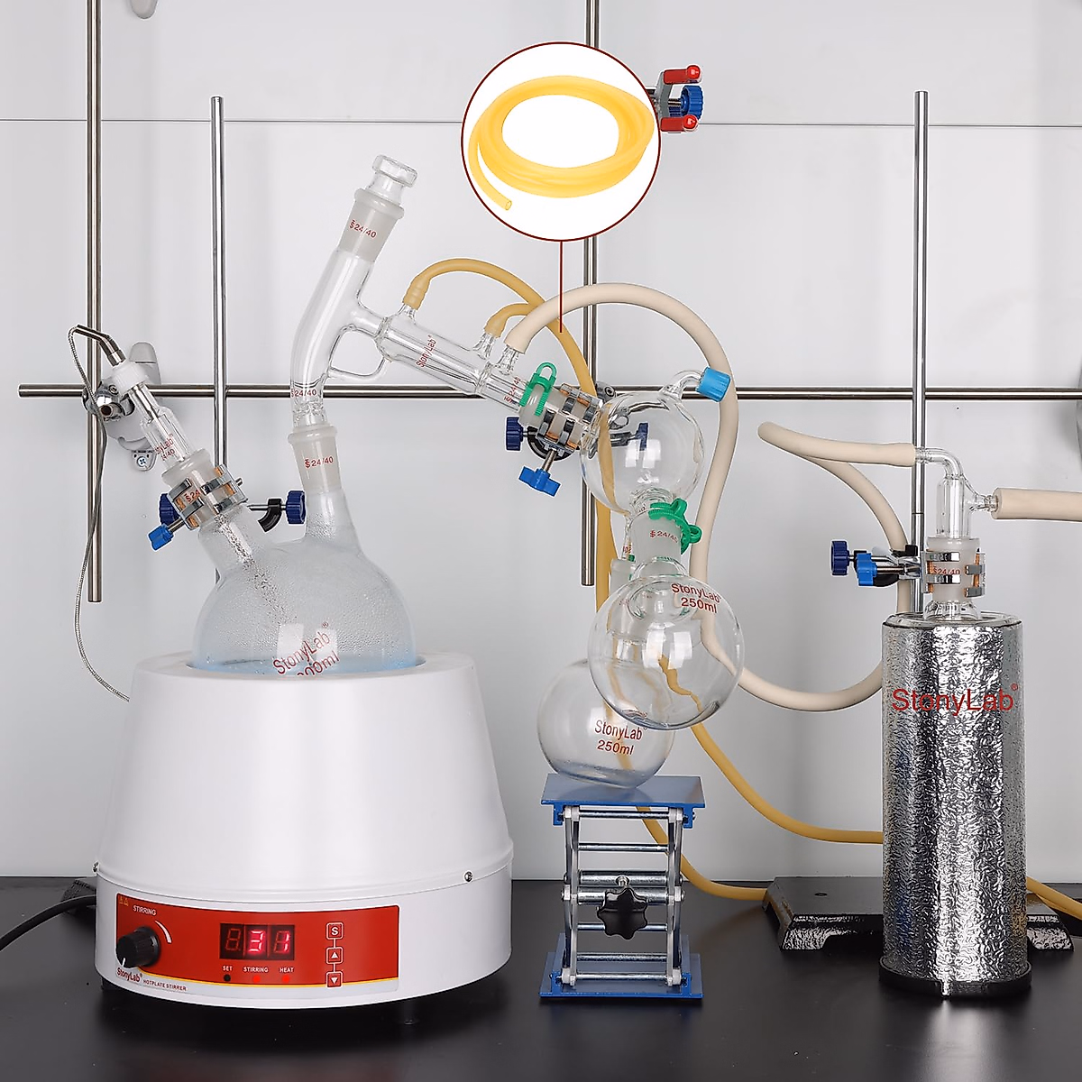 StonyLab Rubber Tubing, Pure Latex Amber Tubing Natural Rubber Tube 3/8 inch (9 mm) OD 1/4 inch (6 mm) ID Highly Elastic and Strong, 3 Meter